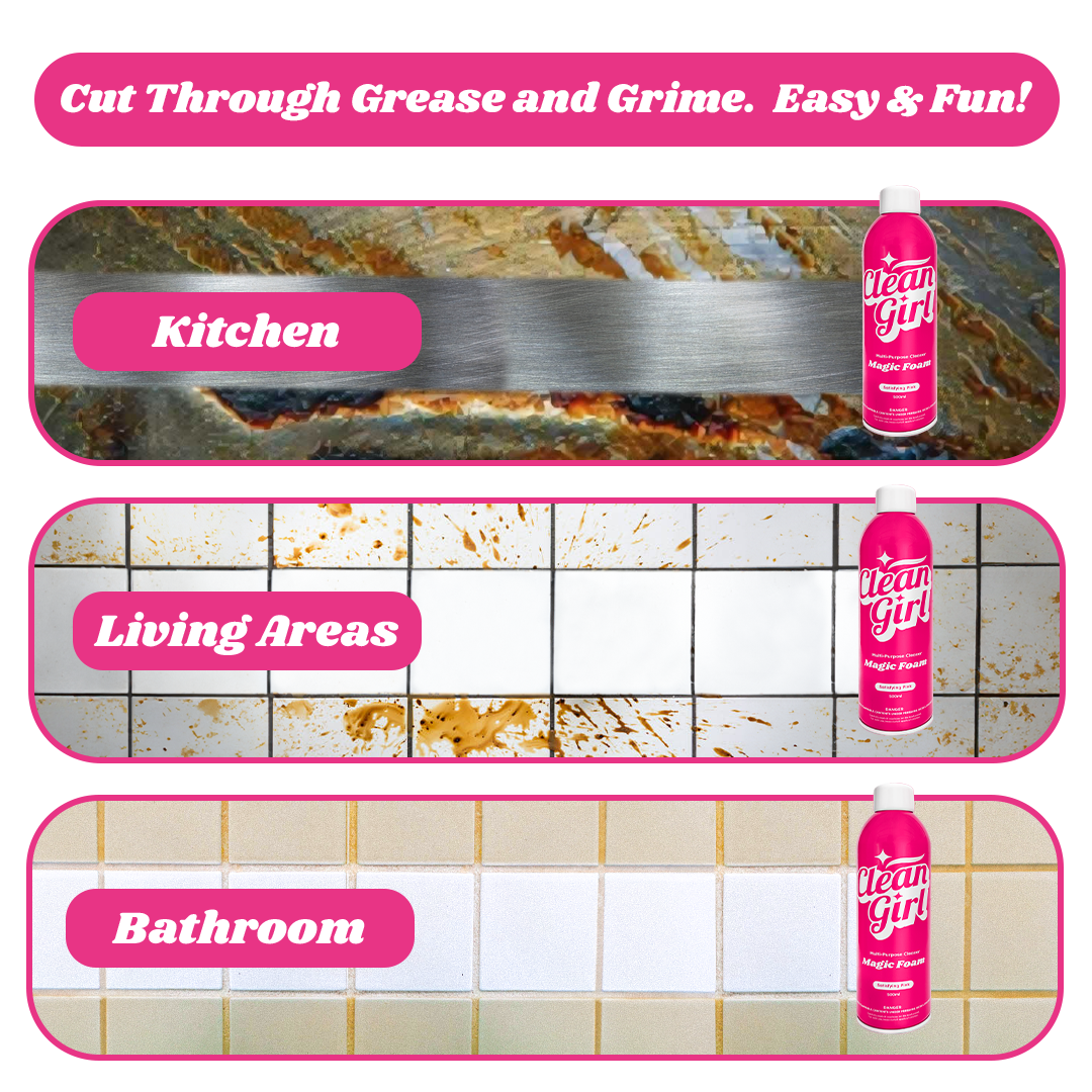Clean Girl Magic Foam – Viral Pink Multi-Purpose Cleaning Spray
